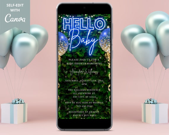 Digital Baby Boy Shower Invitation Electronic Baby Shower - Etsy