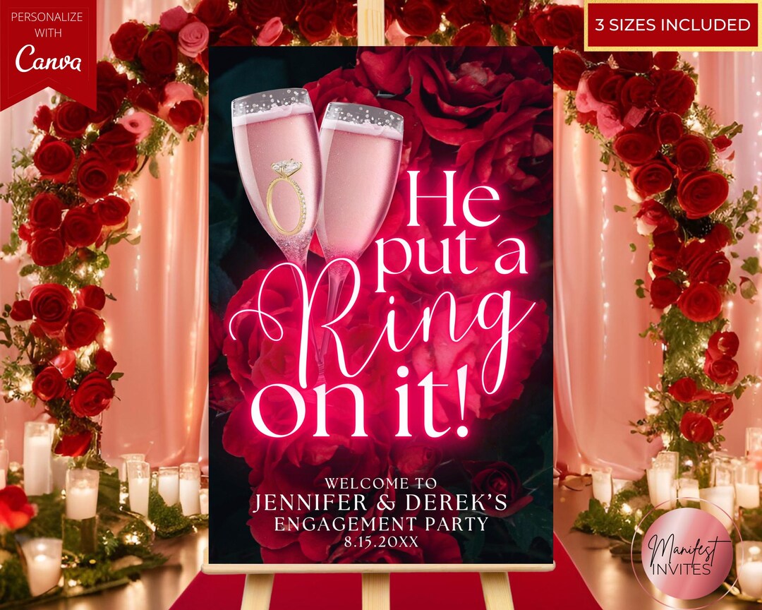 Editable He Put a Ring on It Engagement Party or Bridal Shower Welcome ...