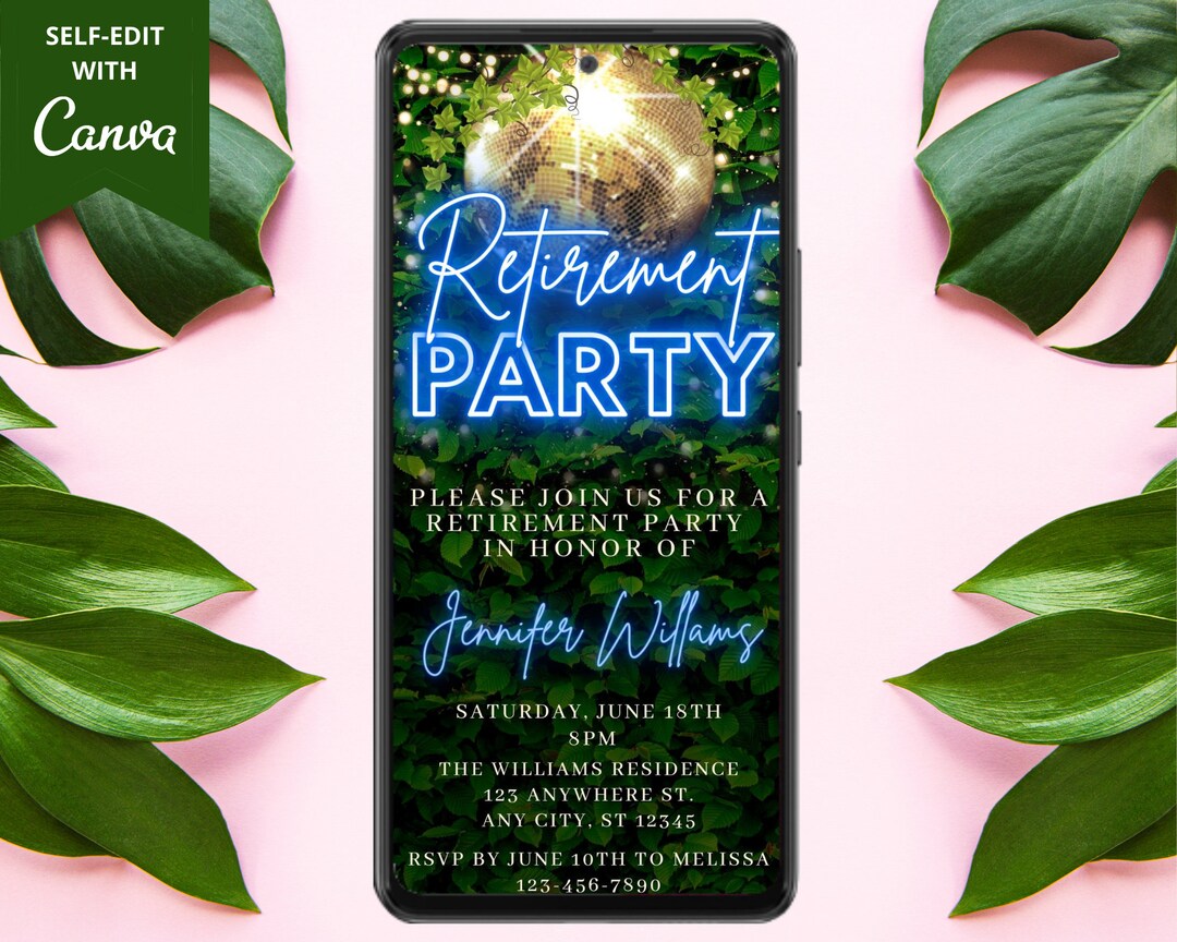 Electronic Retirement Farewell Party Invitation, Digital Phone Evite ...