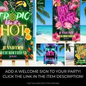 Editable Tropical Pink Neon Bar Menu Template, Printable Signature ...