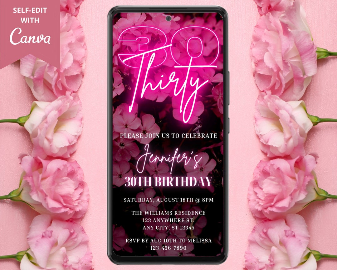 Digital Thirty 30th Birthday Party Invitation, Electronic Phone Text ...