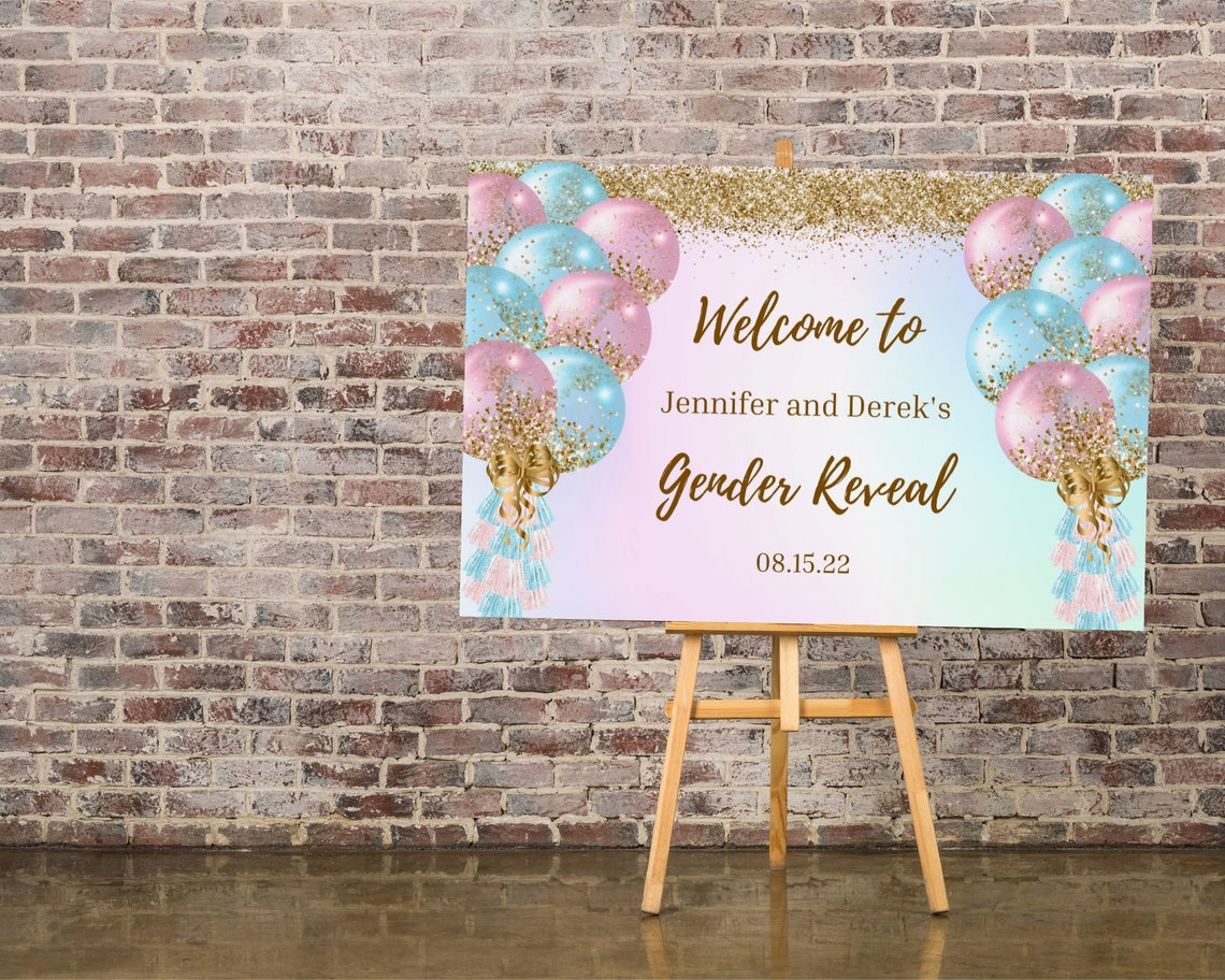 Printable Gender Reveal Welcome Sign Editable Gender Reveal | Etsy Canada
