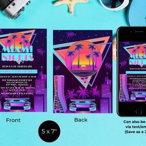 Printable Retro 80s 90s Miami Nights Birthday Party Invitation, Summer ...