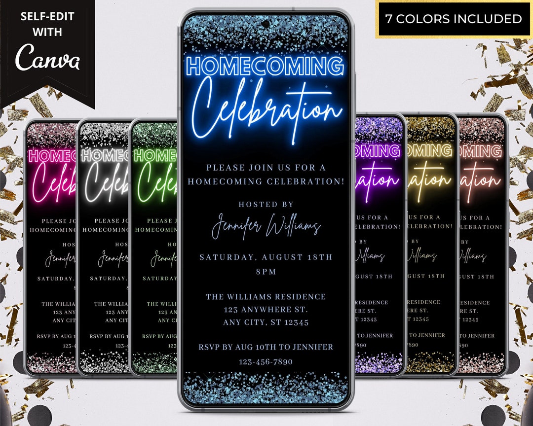 Electronic Homecoming Celebration Invitation, Digital Homecoming Party ...
