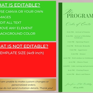 Editable Modern Minimalistic Black White Event Program Card Template ...