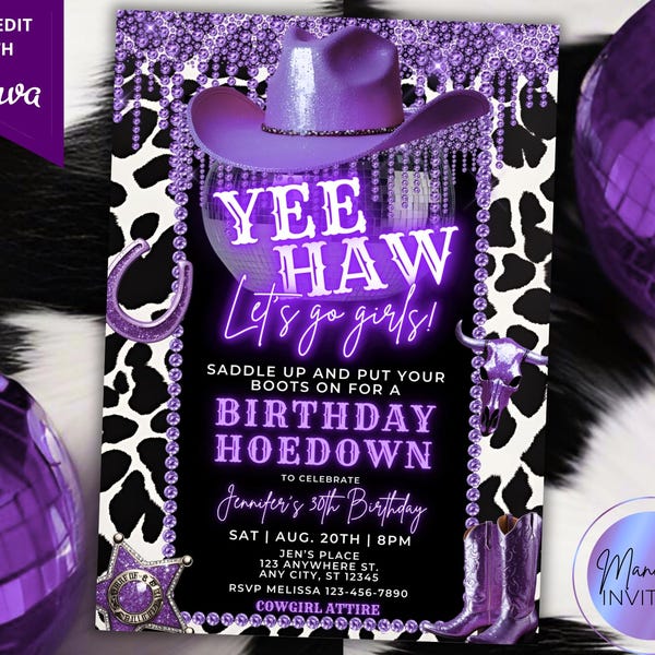 Western 21st Birthday Invitation - Etsy