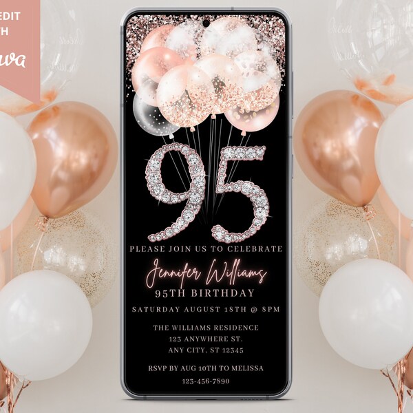 95th Year Birthday Invitation Svg - Etsy
