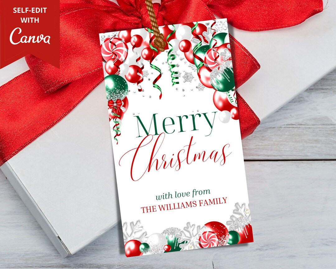Editable Merry Christmas Holiday Party Favor Tag Template, Printable ...