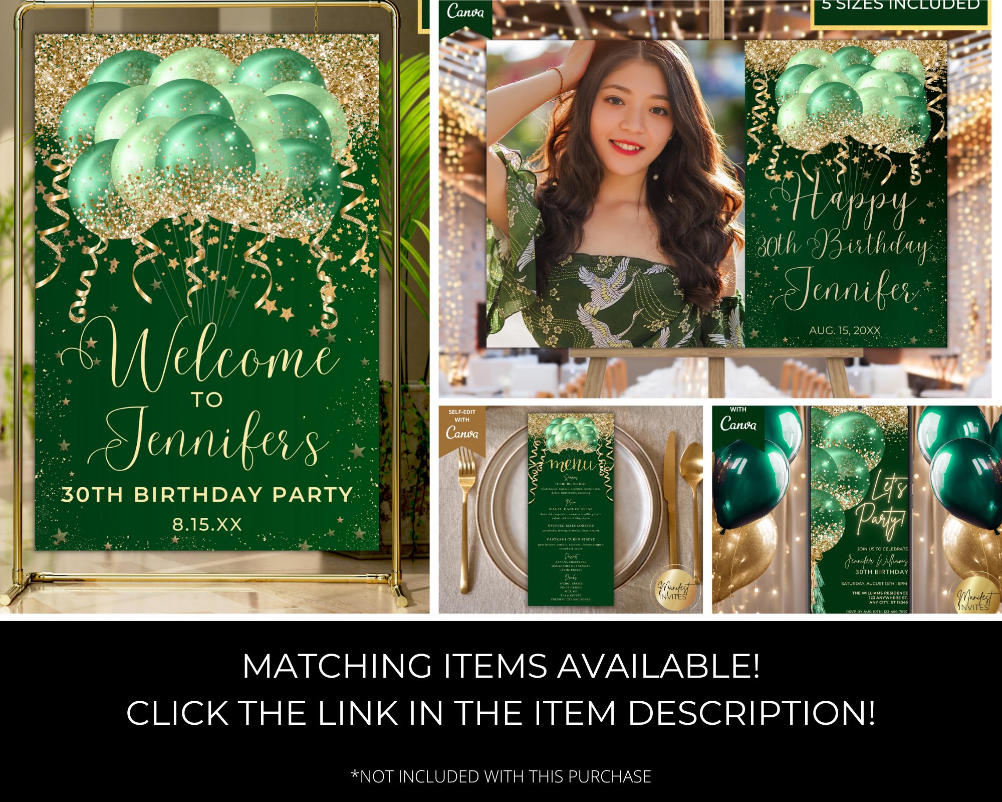 Digital Graduation Party Invitation, Green Gold Balloons, High School ...