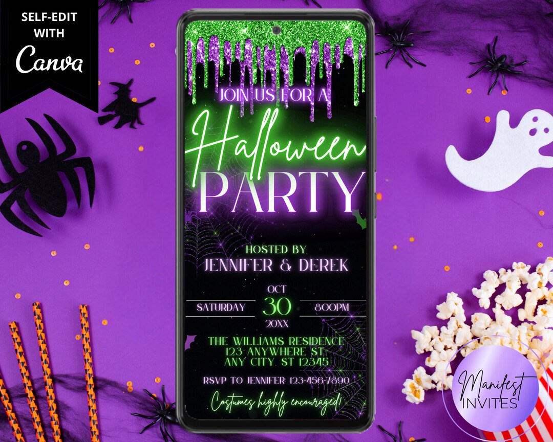 Digital Halloween Party Invitation, Electronic Halloween Text Evite ...