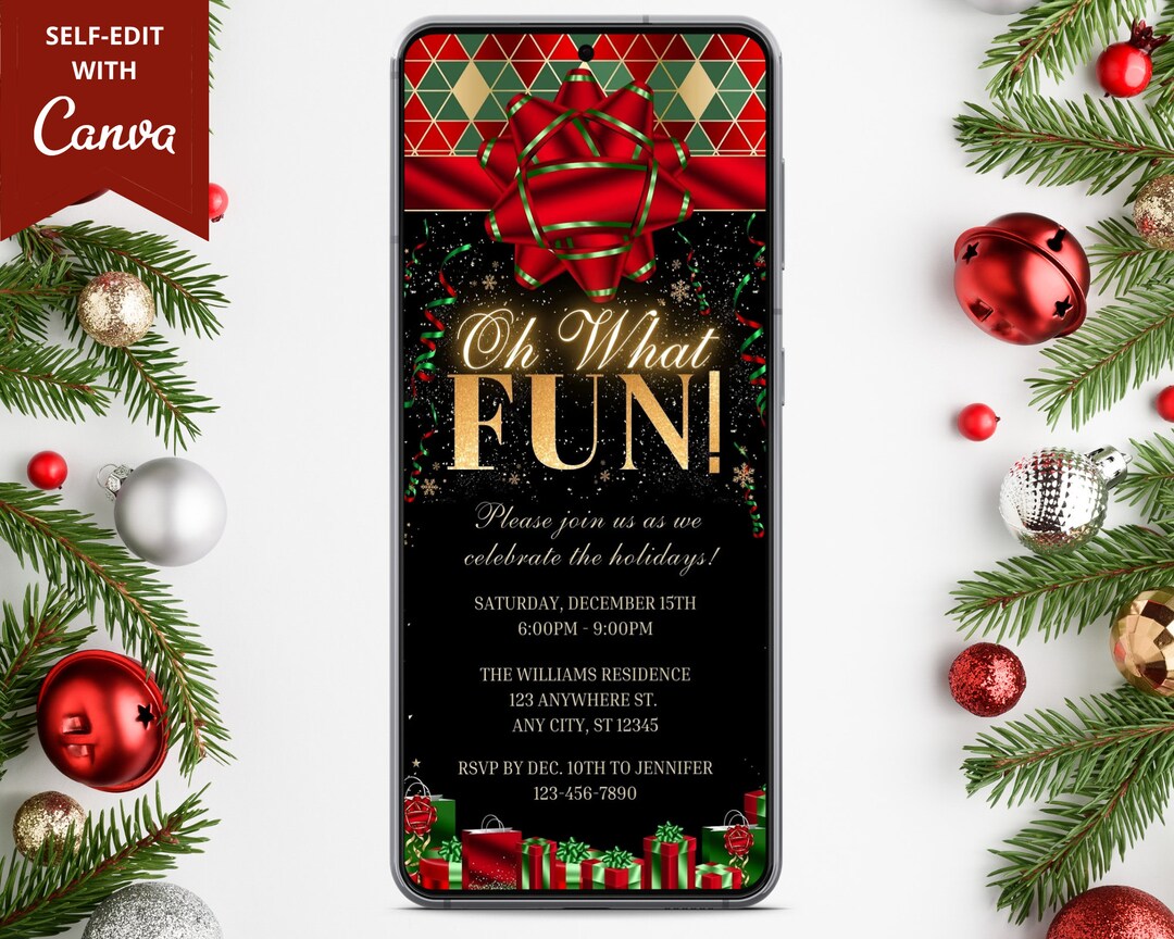 Digital Christmas Party Invitation, Electronic Christmas Holiday Party ...