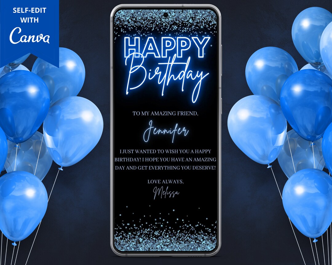Electronic Birthday Greeting Card, Digital Birthday Text Message, Happy ...