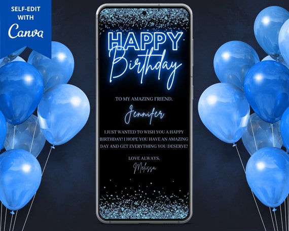 Electronic Birthday Greeting Card Digital Birthday Text - Etsy