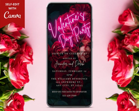 Electronic Valentine's Day Party Invitation Digital - Etsy