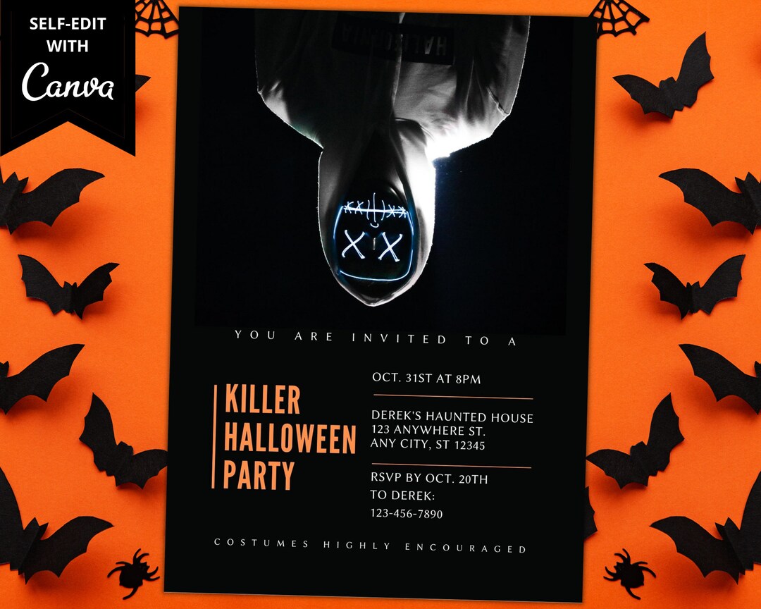 Editable Halloween Party Invitation, Printable Scary Halloween Invite ...