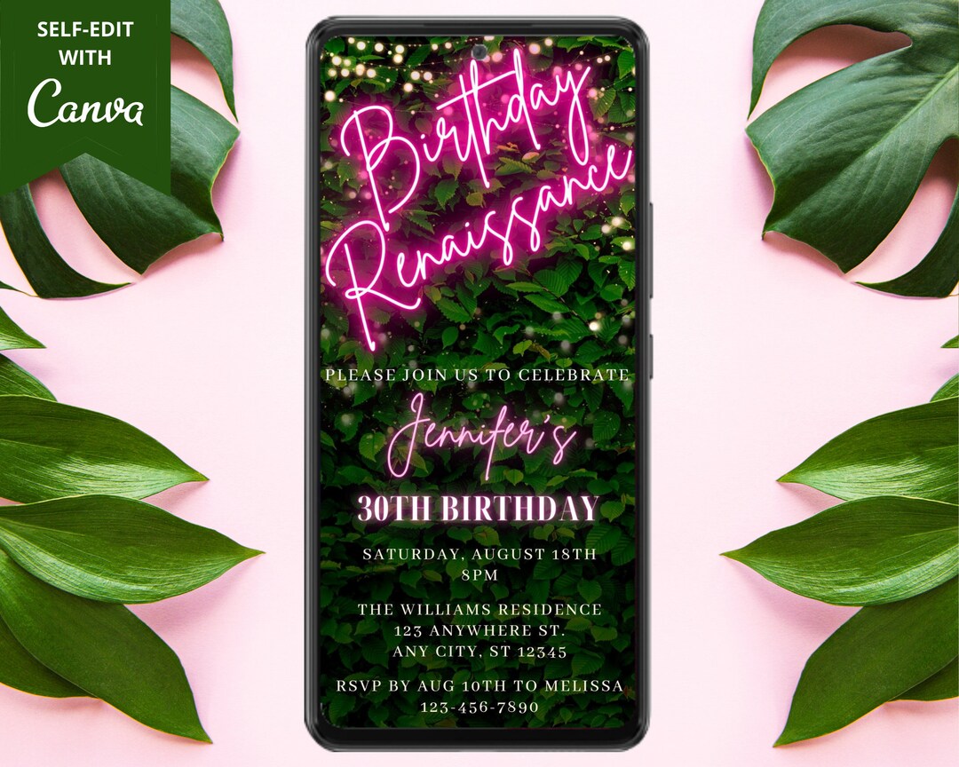Digital Birthday Renaissance Party Invitation, Electronic Phone Text ...