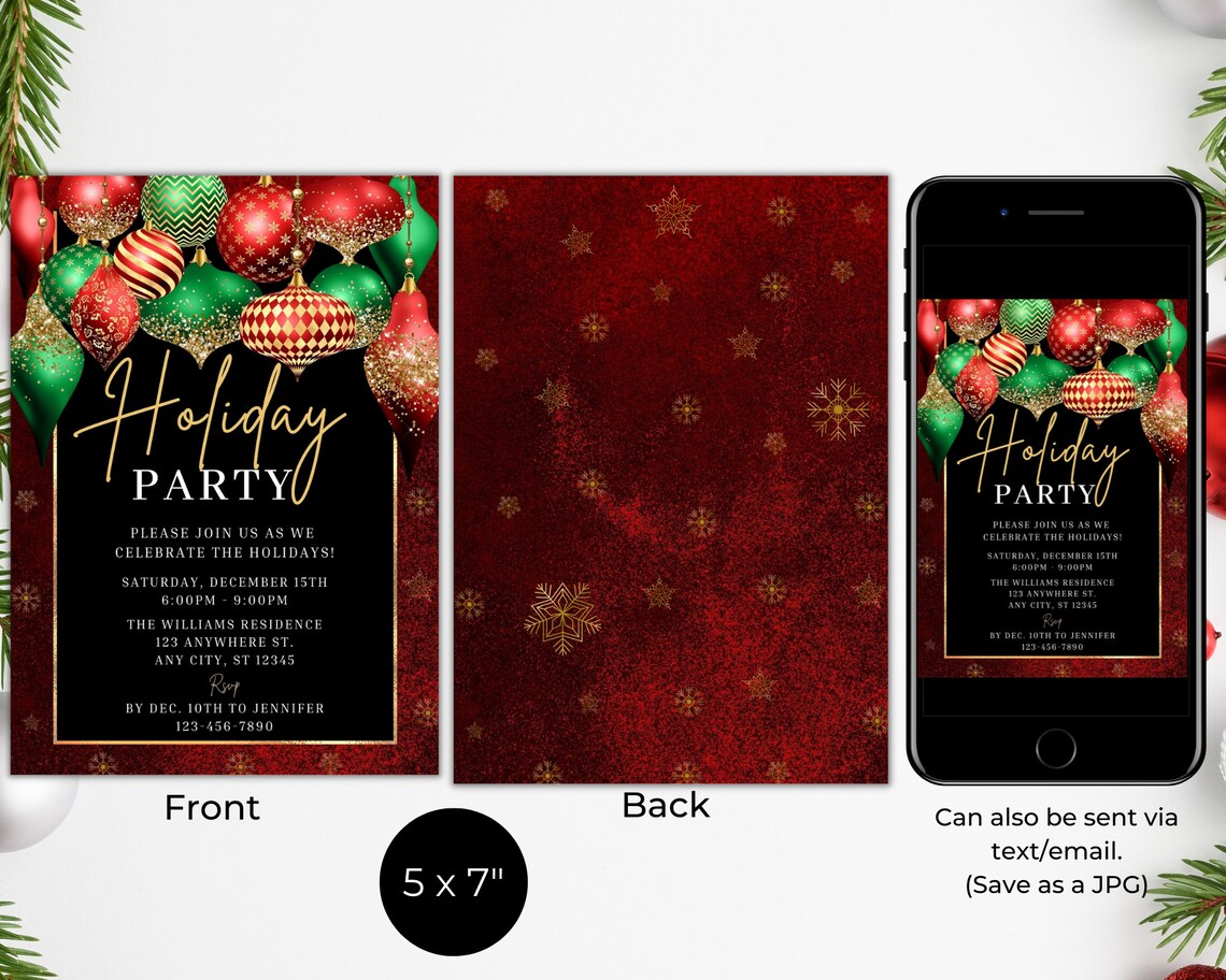 Editable Christmas Holiday Party Invitation Printable Holiday - Etsy