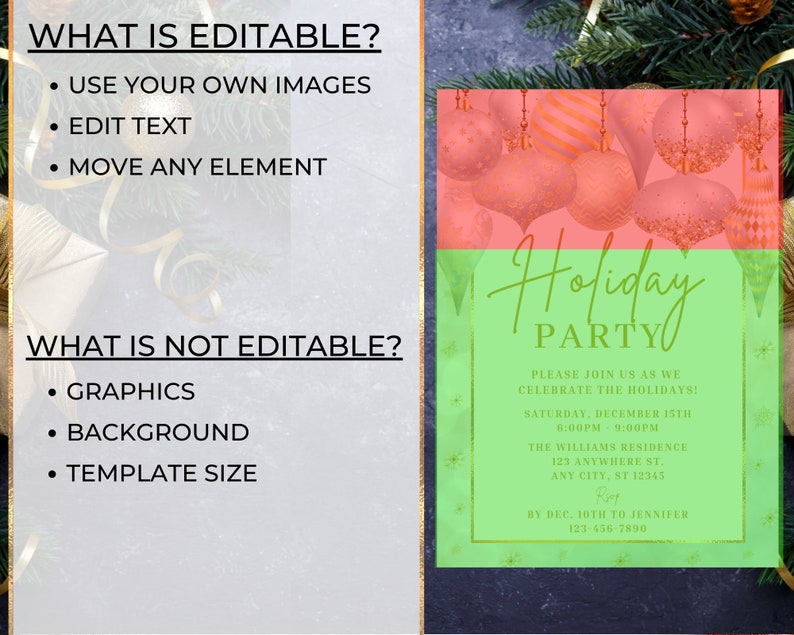 Editable Holiday Party Invitation Printable Christmas Party - Etsy