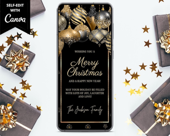 Electronic Merry Christmas Greeting Card Digital Christmas - Etsy