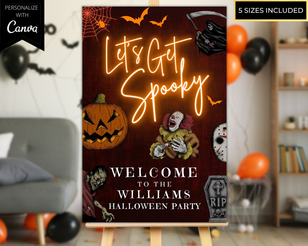 Editable Halloween Welcome Sign, Printable Halloween Birthday Sign, Let ...