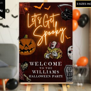 Editable Halloween Welcome Sign, Printable Halloween Birthday Sign, Let ...