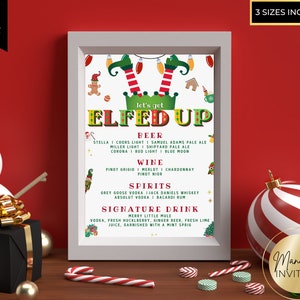 Editable Christmas Bar Menu Template, Let's Get Elfed Up, Funny ...