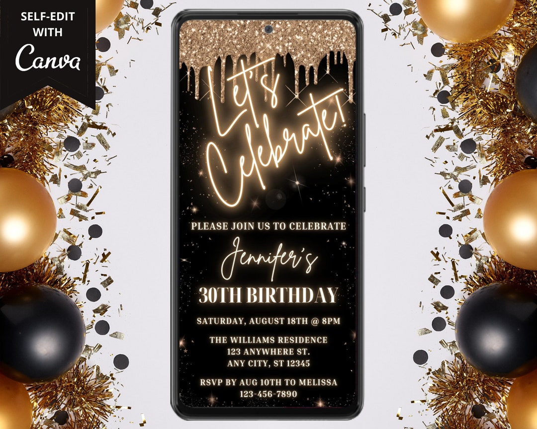 Digital Birthday Party Invitation, Electronic Phone Evite, Let's ...