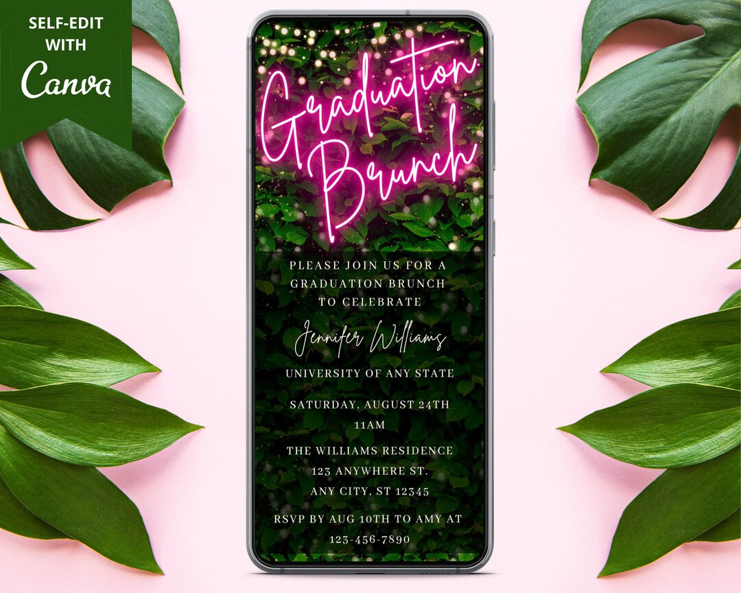 Electronic Graduation Brunch Invitation, Digital Grad Party Invite ...