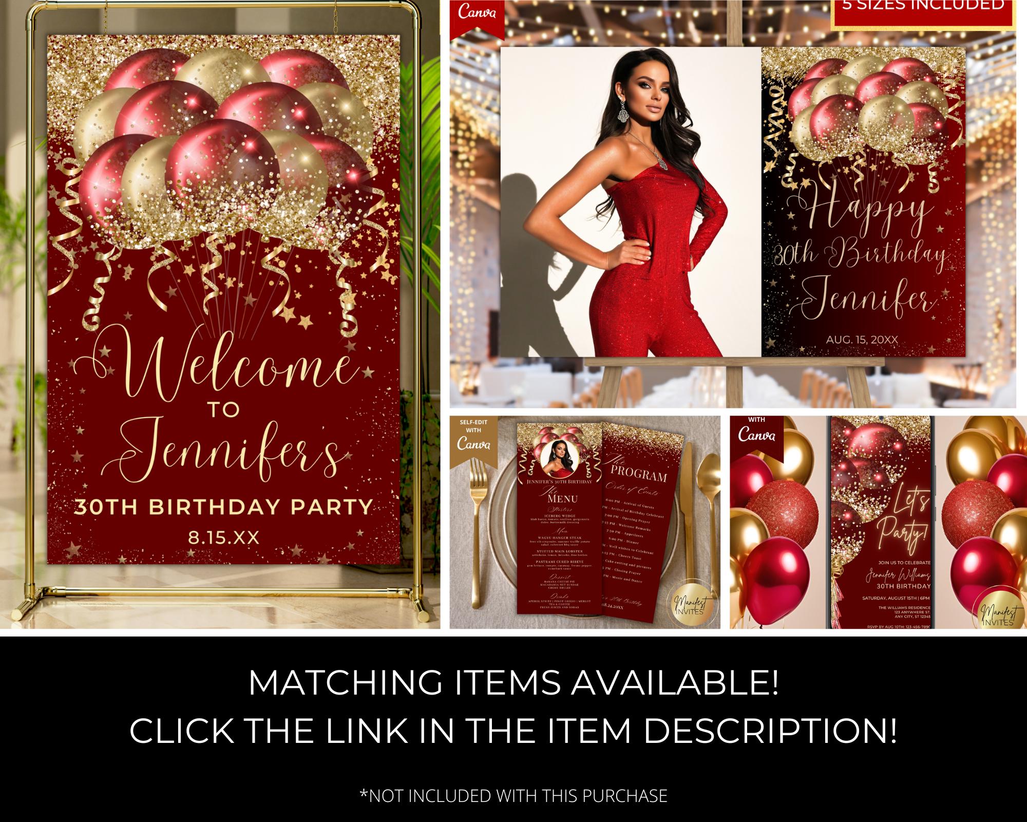Editable Glam Photo Happy Birthday Greeting Card, Neon Red Gold Glitter ...