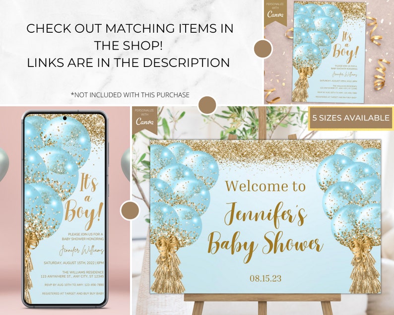 Printable Boy Baby Shower Welcome Sign Editable Baby Shower - Etsy