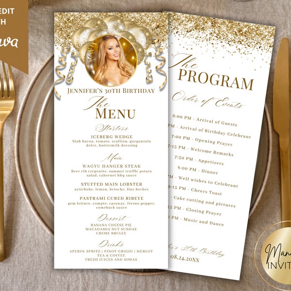 Gold Menu - Etsy