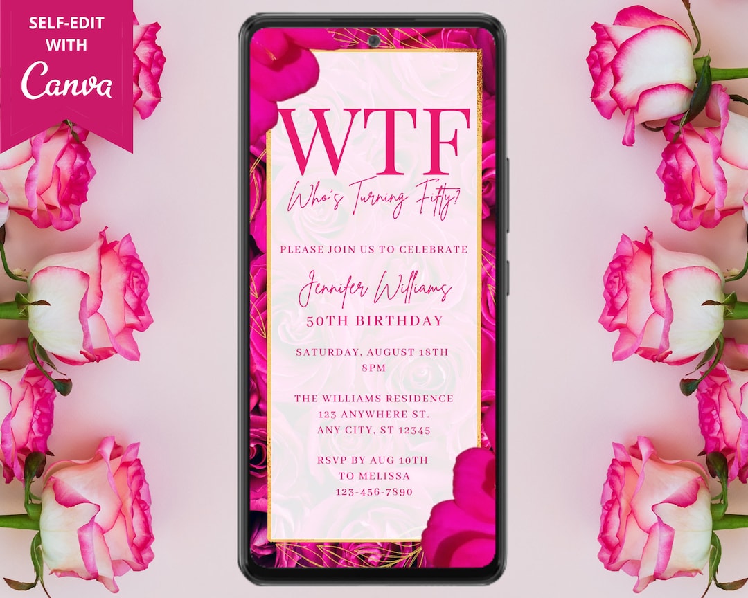 Digital WTF Who's Turning Fifty 50th Birthday Party Invitation ...
