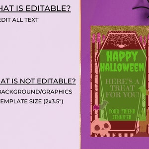 Editable Trick or Treat Halloween Party Favor Gift Tag Template ...