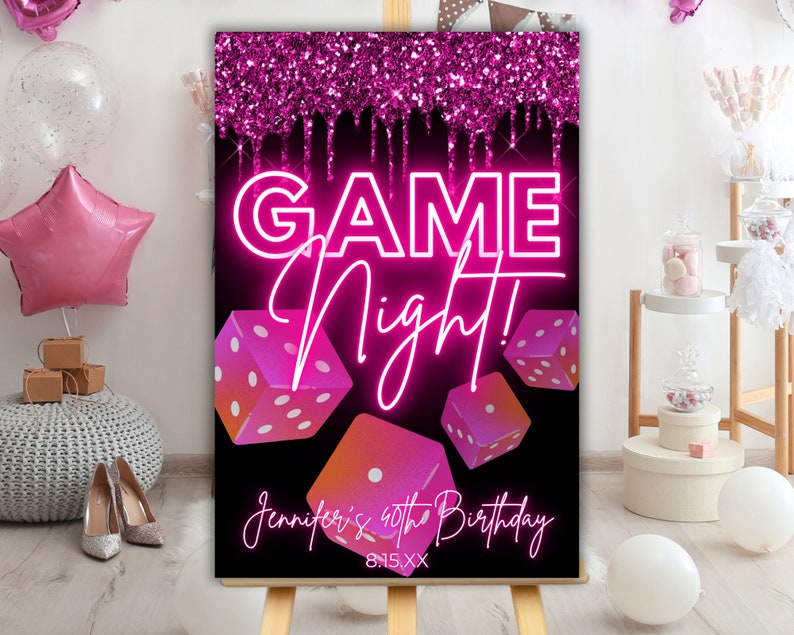 Editable Game Night Birthday Party Welcome Sign, Trivia Night Poster ...