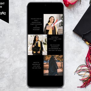 Digital Graduation Invitation, Electronic Grad Party Invite, Photo ...