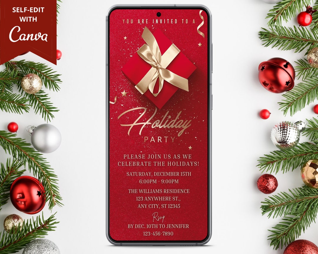 Digital Holiday Party Invitation, Electronic Holiday Invite, Office ...