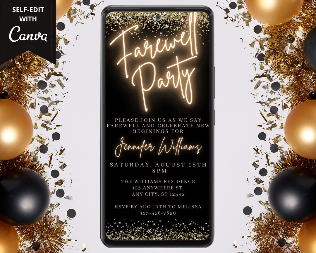 Electronic Farewell Party Invitation, Digital Going Away Party Phone ...