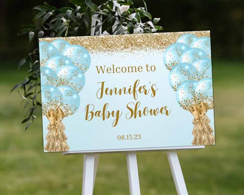 Printable Boy Baby Shower Welcome Sign Editable Baby Shower - Etsy