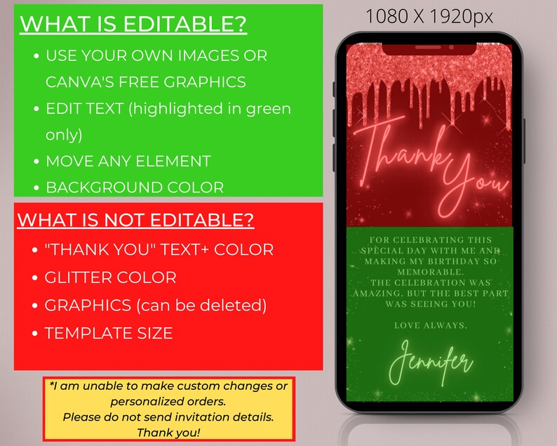 Thank You Birthday Digital Card Electronic Phone Text Message - Etsy