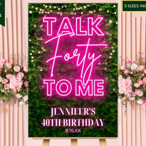 Editable Talk Forty to Me 40th Birthday Party Welcome Sign, Printable ...