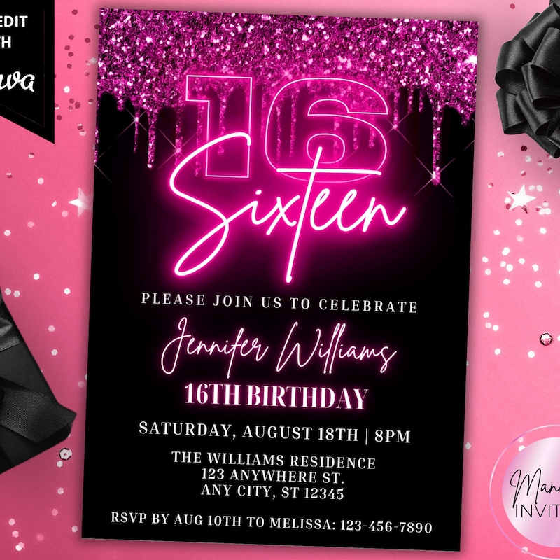 Sweet 16 Pink Drip - Etsy