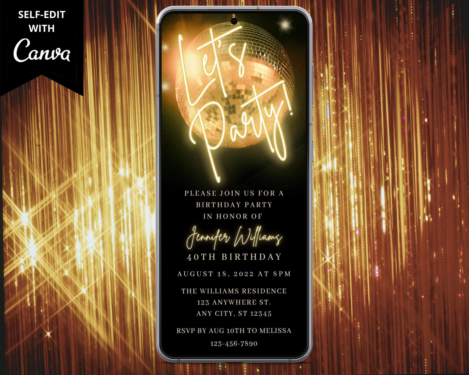 Electronic Disco Birthday Invitation Digital 70s Retro Party - Etsy