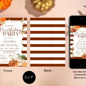 Editable Fall Themed Birthday Party Invitation, Autumn Birthday Party ...