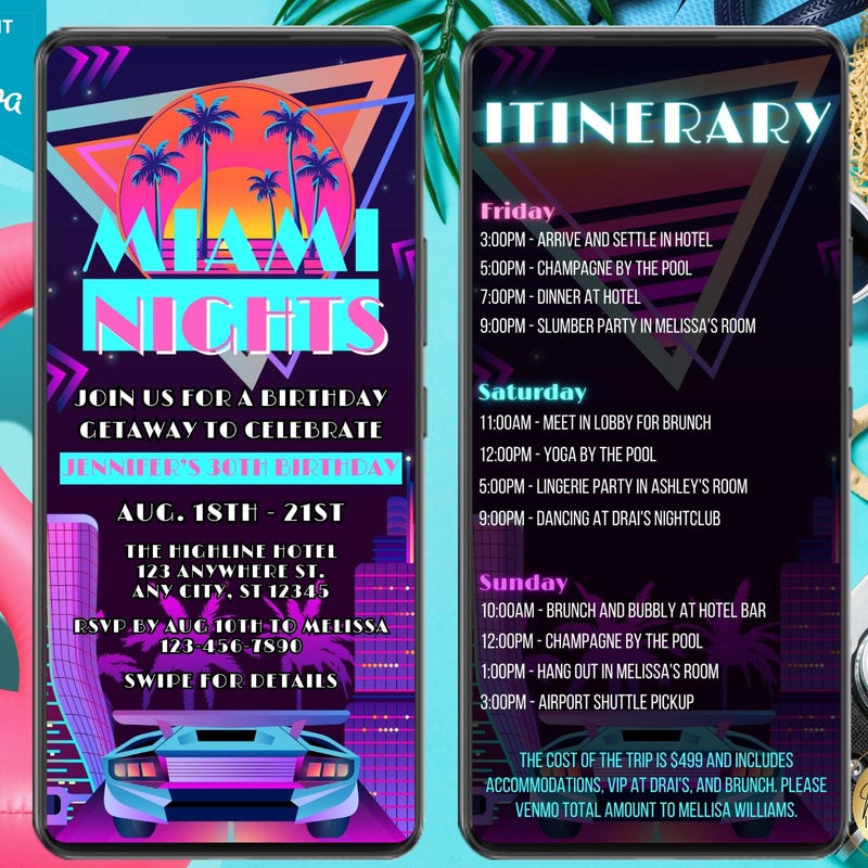 Miami Vice Invitations - Etsy