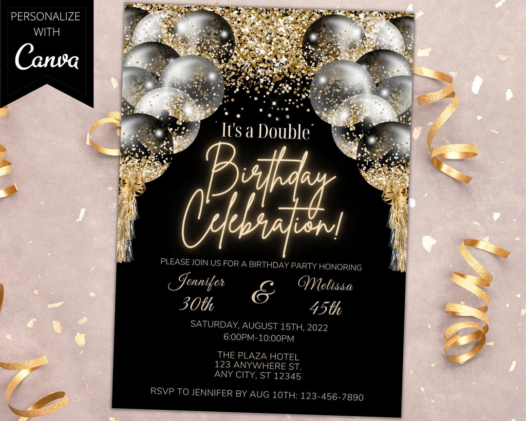 Editable Adult Joint Birthday Party Invitation, Double Birthday Party ...