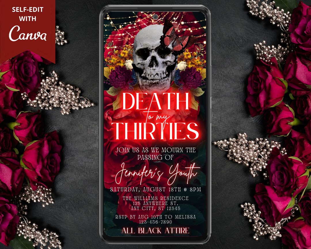 Electronic Death to My Thirties 40th Birthday Party Invitation, Floral ...