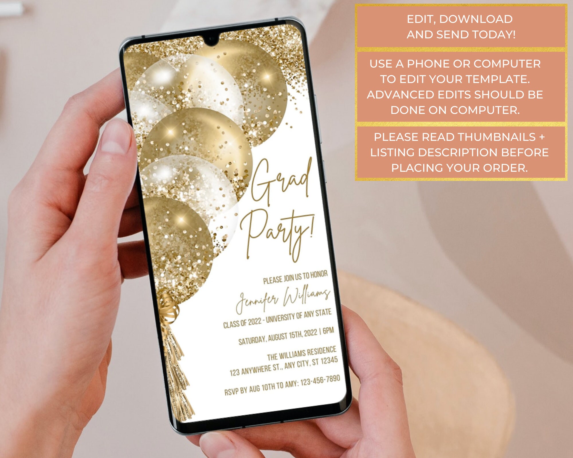 Digital Graduation Party Invitation Electronic Grad Party - Etsy