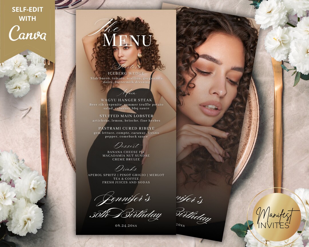 Editable Full Picture Menu and Drink Card Template, Printable Event ...