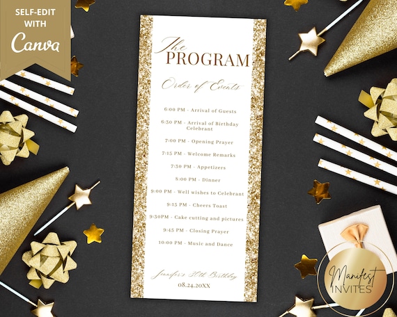 Programme Birthday Party Program Template Sample Debut Party Program