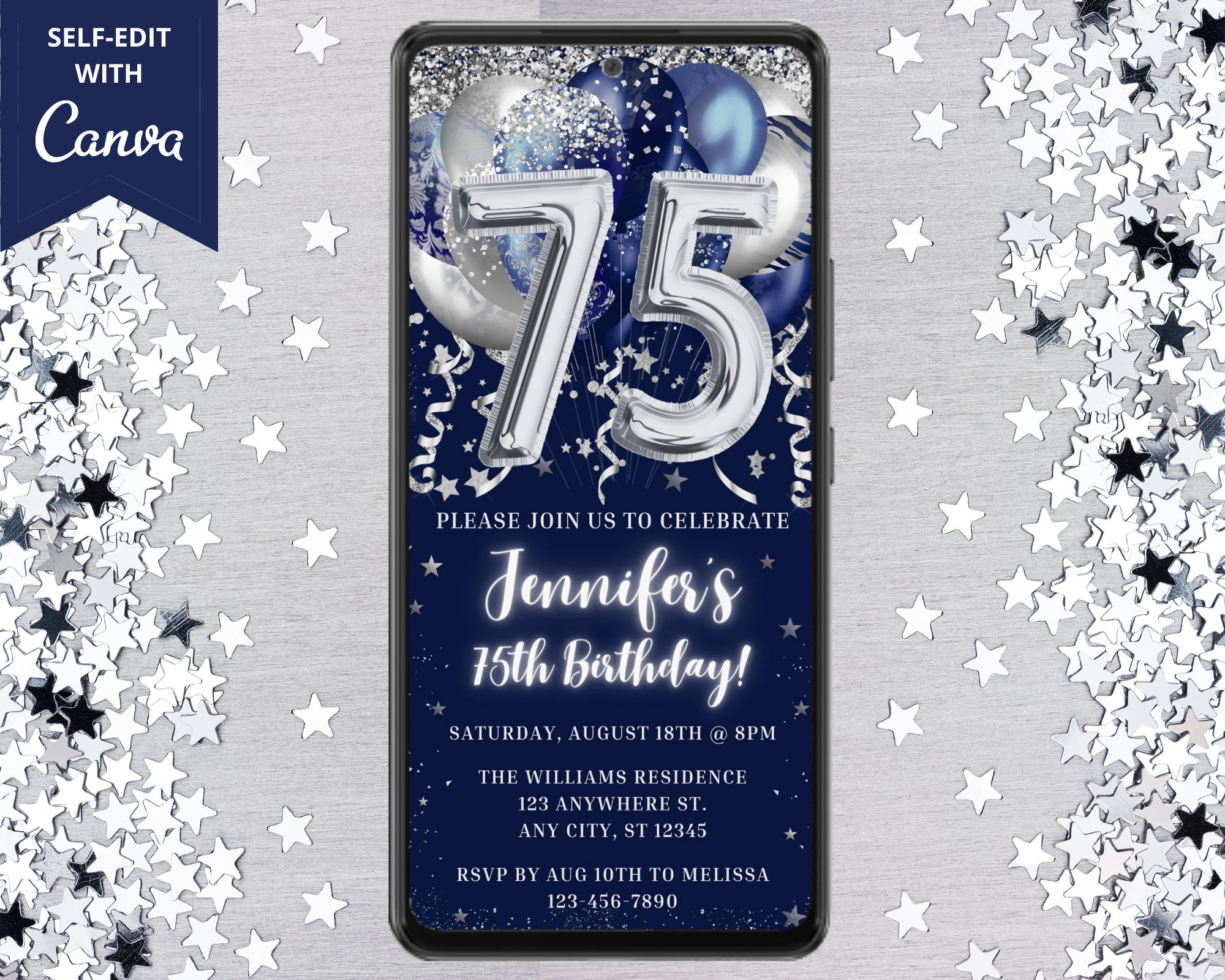 75th Birthday Party Invitation Ideas